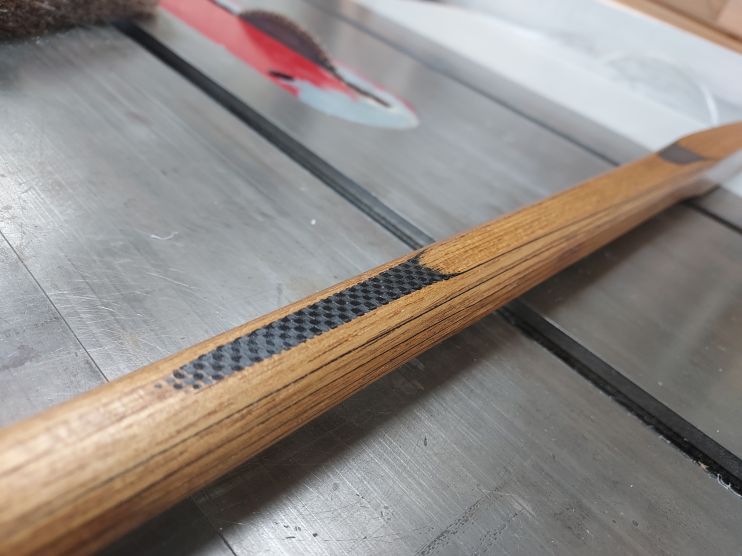 Teak and carbon fiber laminated tiller - OffCenterHarbor.com